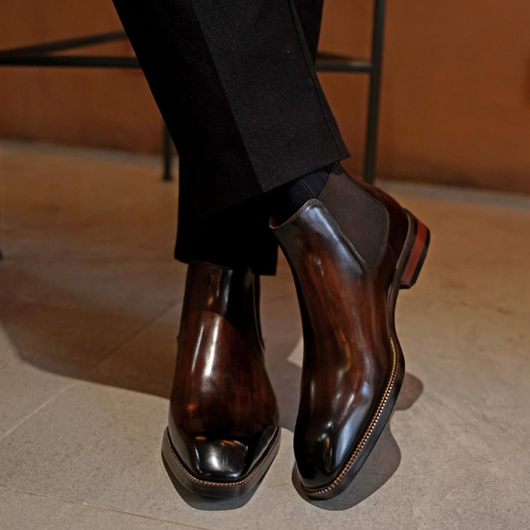 Brown Square Toe Chelsea Boots – Elba Dorata